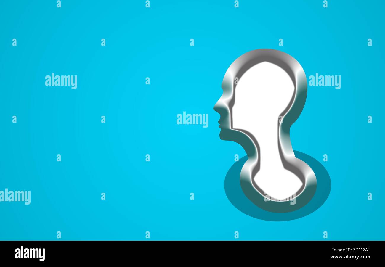 3D Human Head Status On Blue Background. Elastic Head. psychology, deep ...