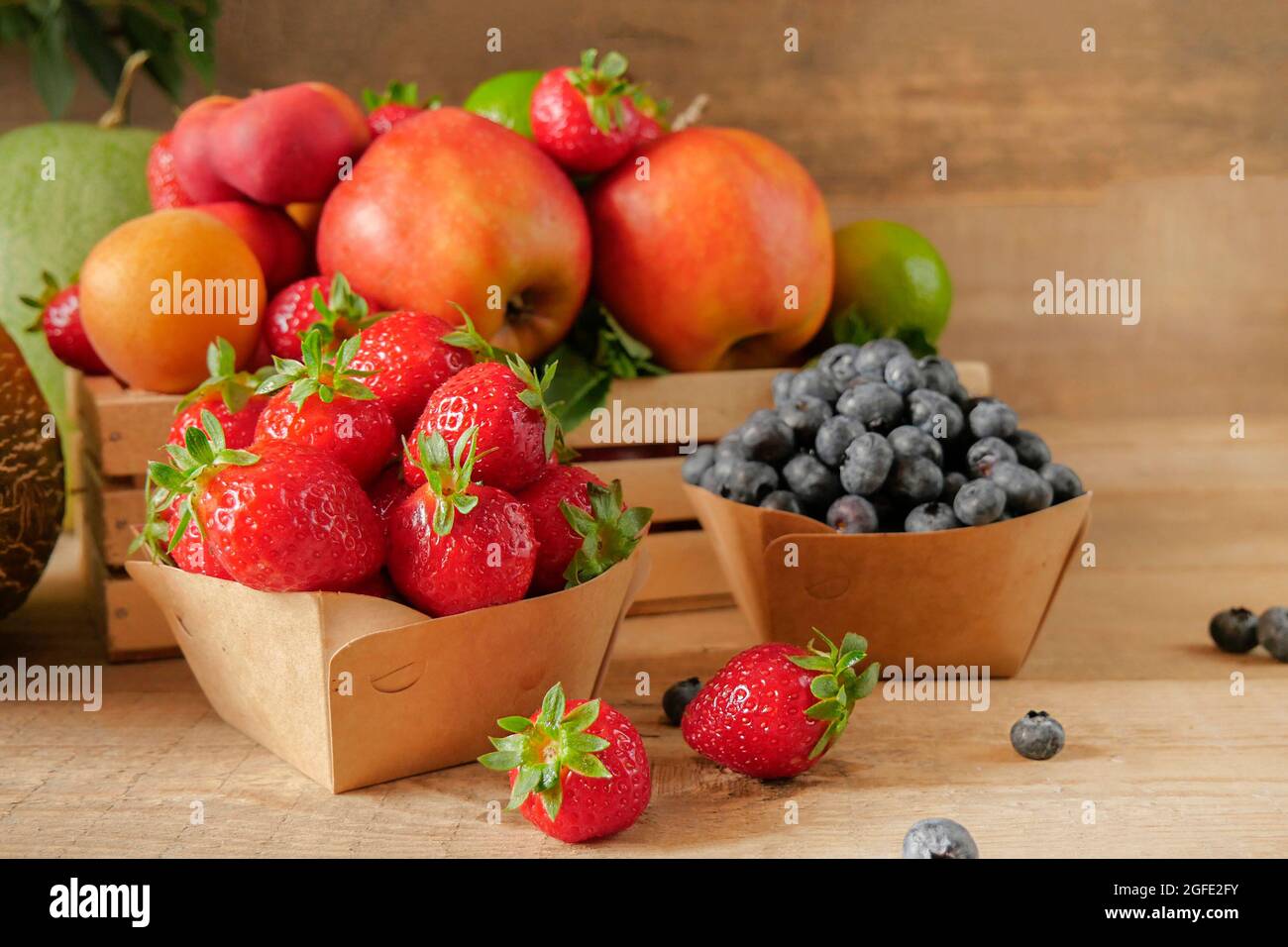 Fresh fruits. Healthy food. Mixed fruit, apricots and peaches ...