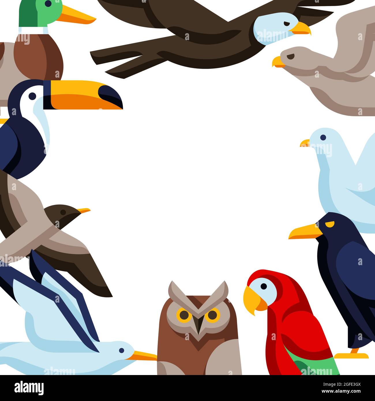 Background with stylized birds. Image of wild birds in simple style ...