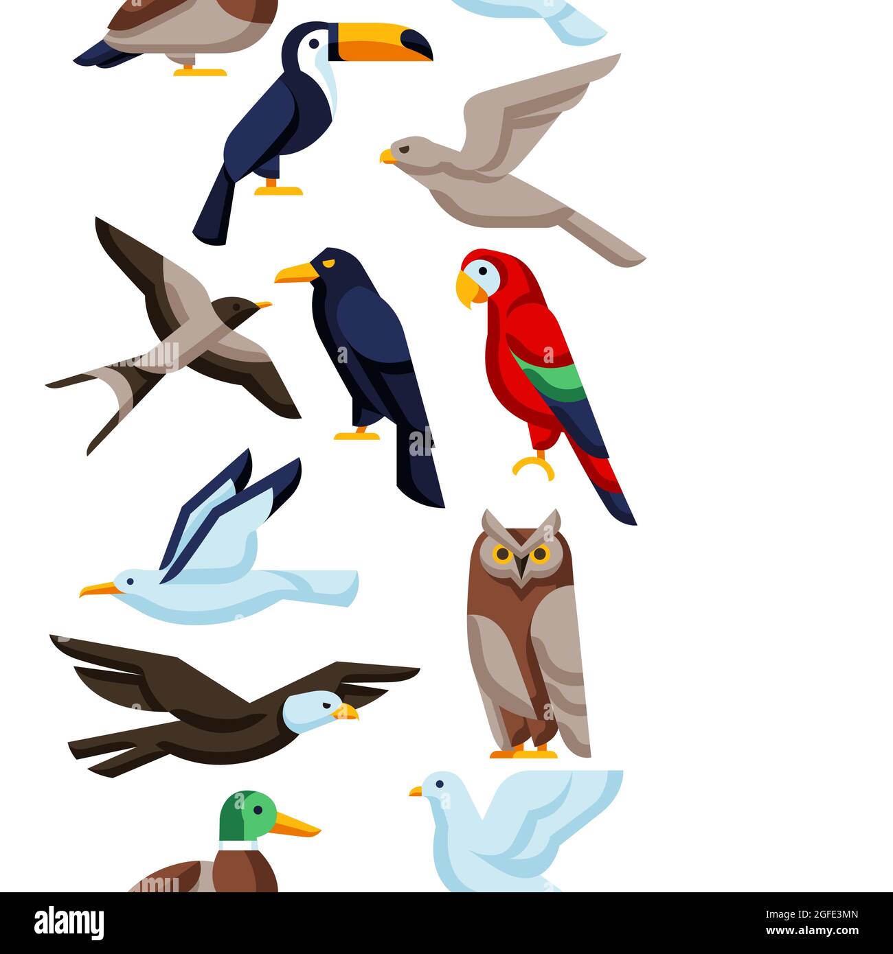 Seamless pattern with stylized birds. Image of wild birds in simple ...