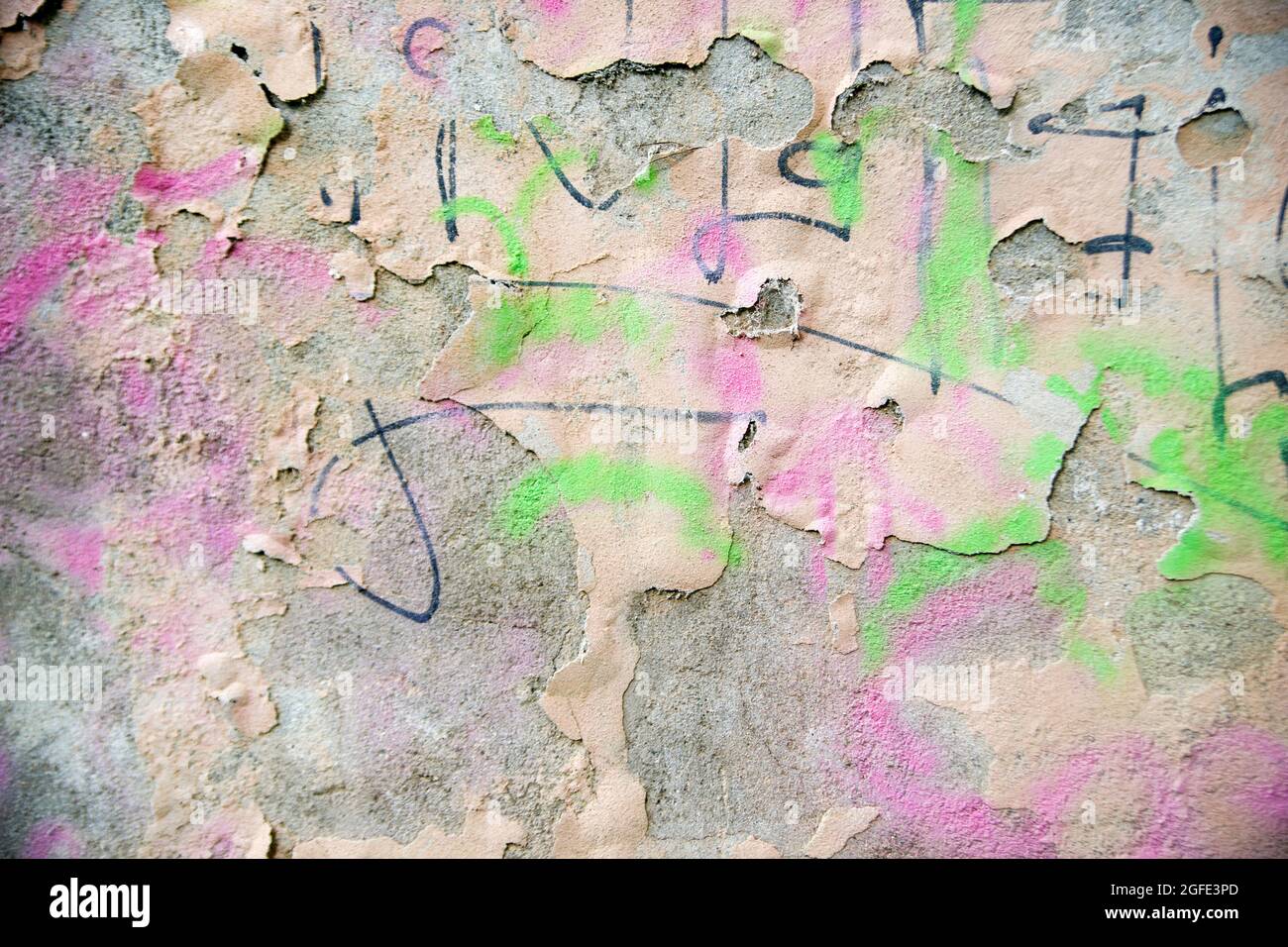 Effect of humidity on an old wall of residential Stock Photo - Alamy