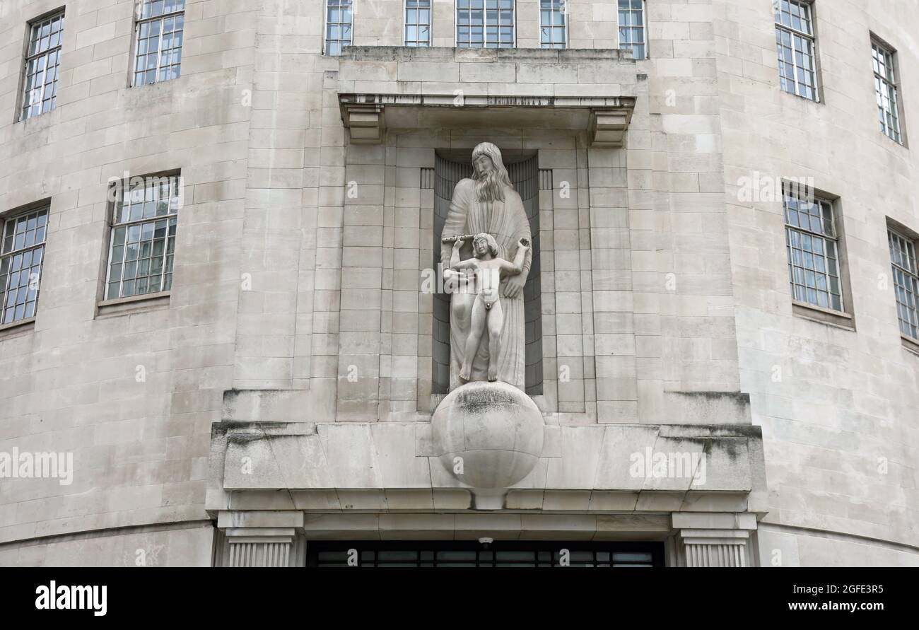 Sculpture by Eric Gill at Broadcasting House in London Stock Photo - Alamy