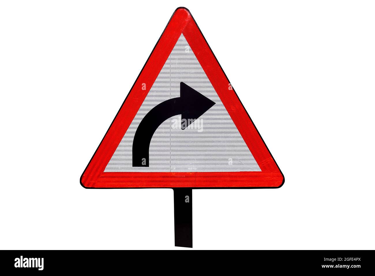 Traffic circle shaped U Turn sign with post on white background Stock ...