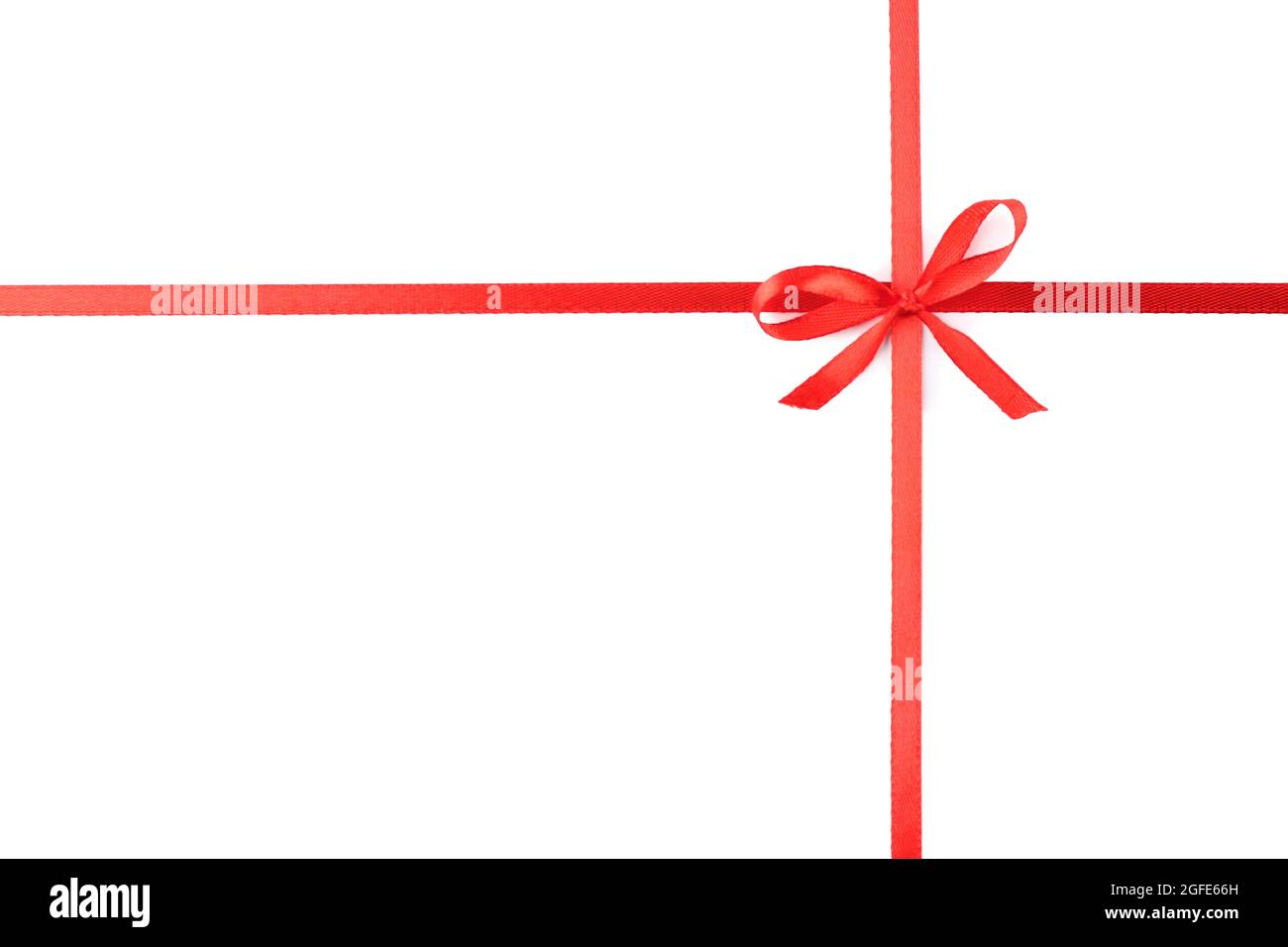 Red ribbon with bow-knot on white background Stock Photo - Alamy