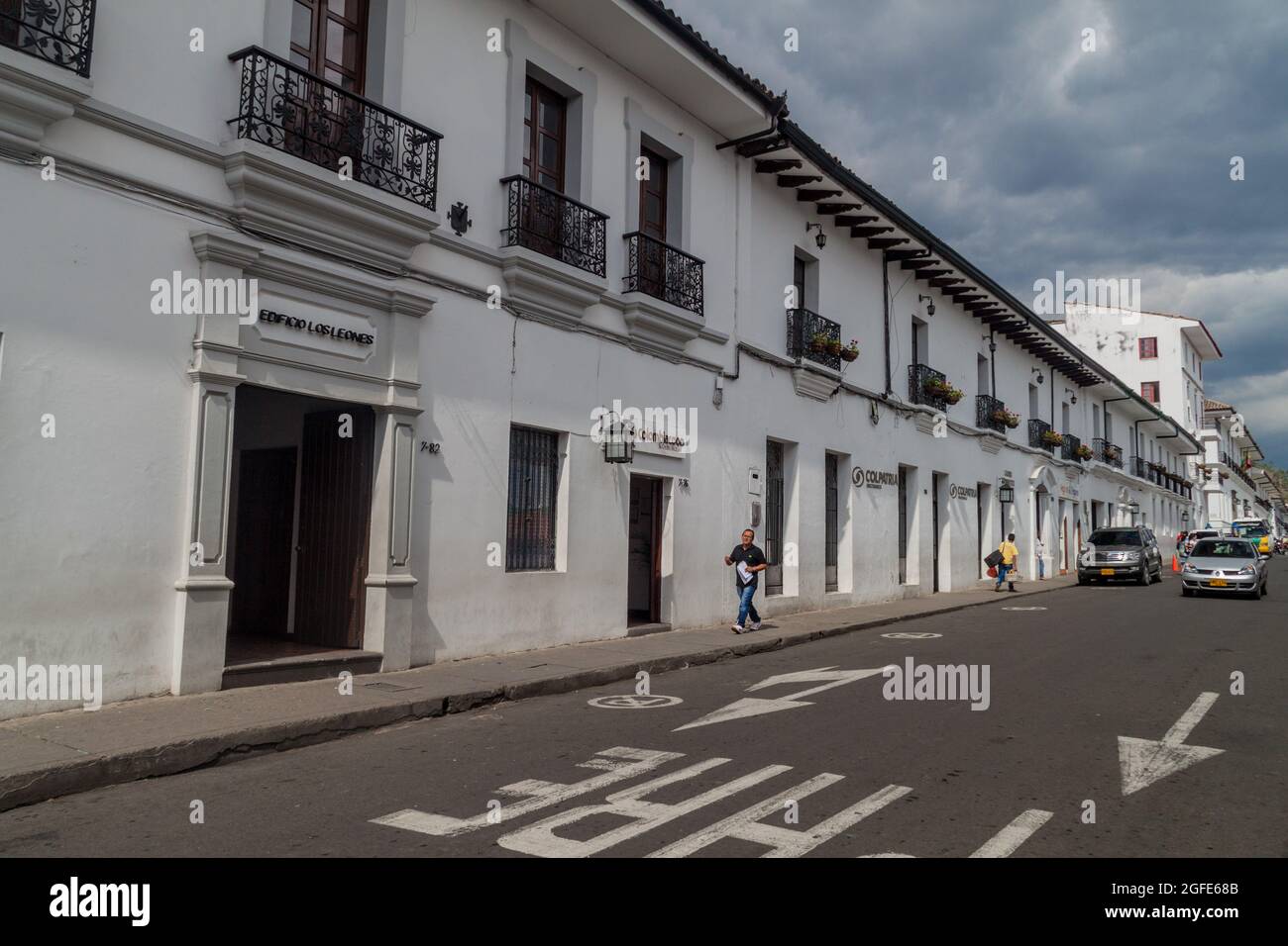 POPAYAN, COLOMBIA - SEPTEMBER 10, 2015: White buildings in colonial ...