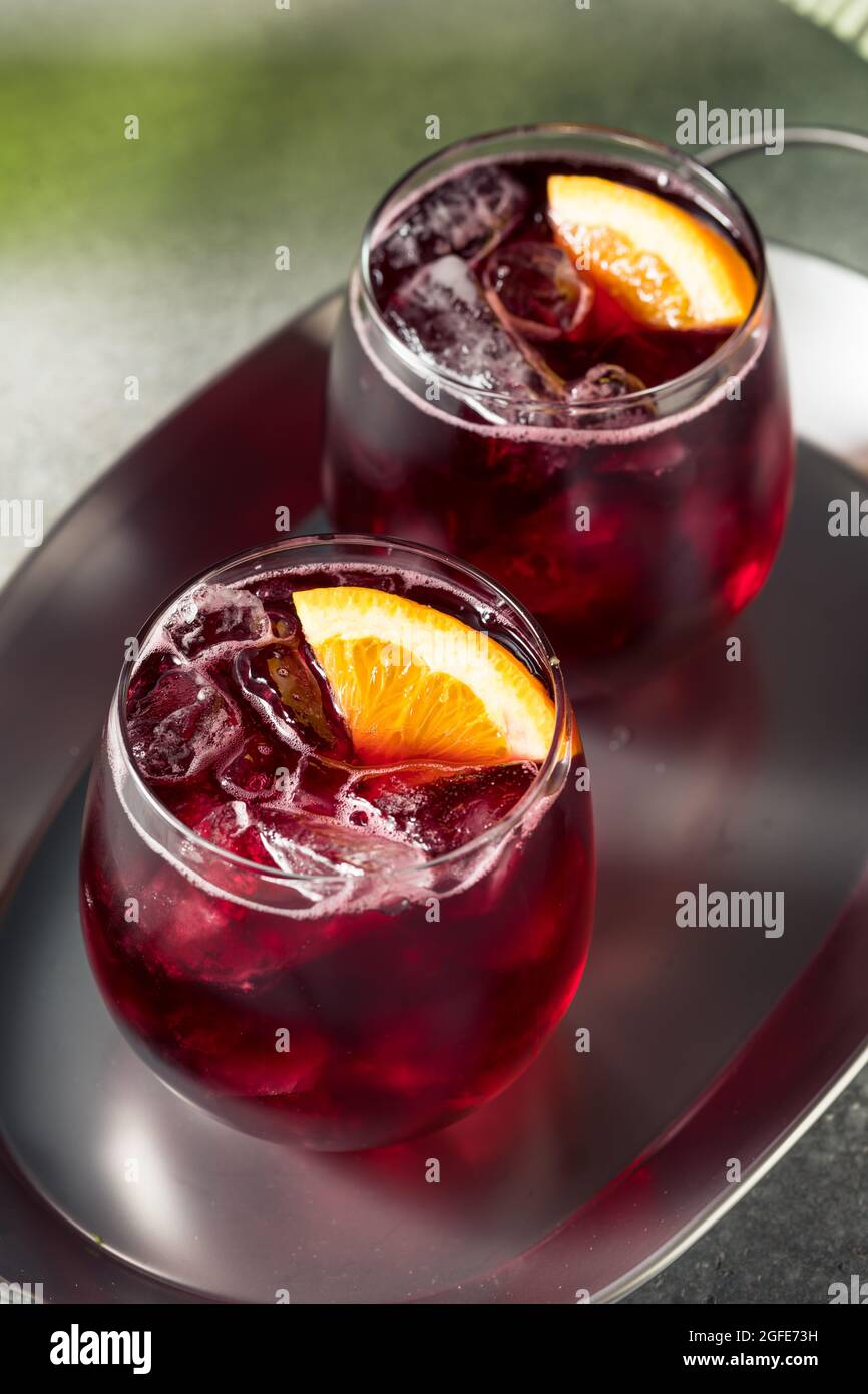 Boozy Refreshing Cold Red Wine Spritzer with an Orange Slice Stock ...