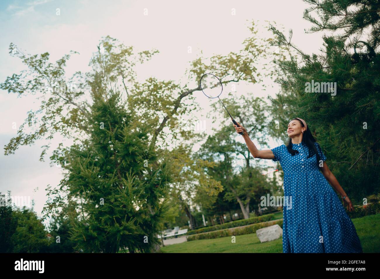 Man woman playing badminton hi-res stock photography and images - Alamy