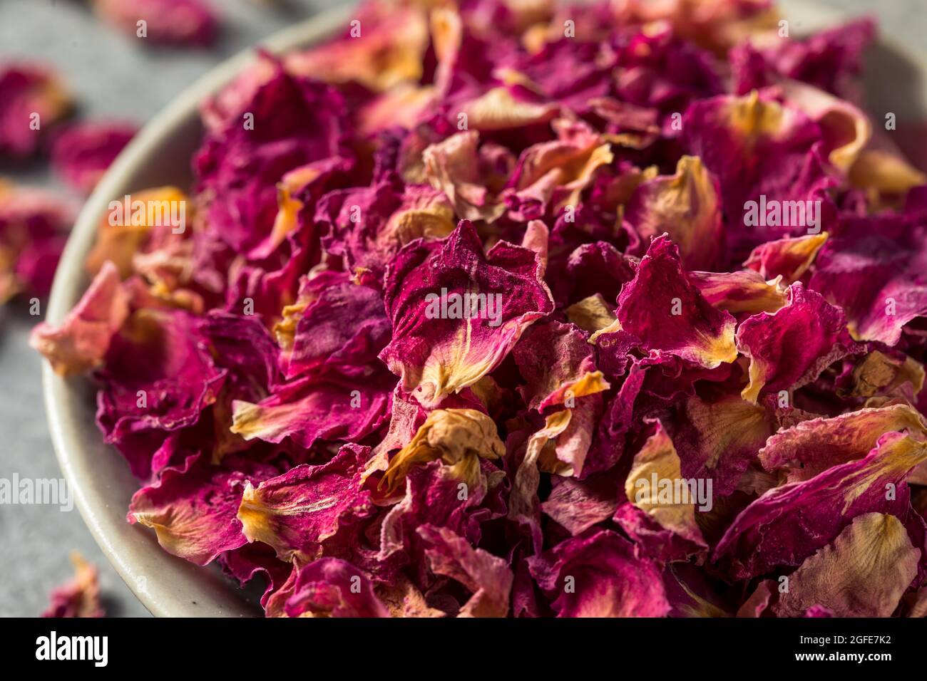 Healthy Organic Culinary Rose Petals in a Bowl Stock Photo - Alamy
