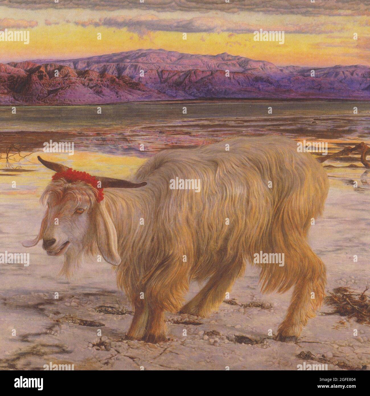Holman Hunt cropped artwork entitled The Scapegoat - c1856 Stock Photo ...