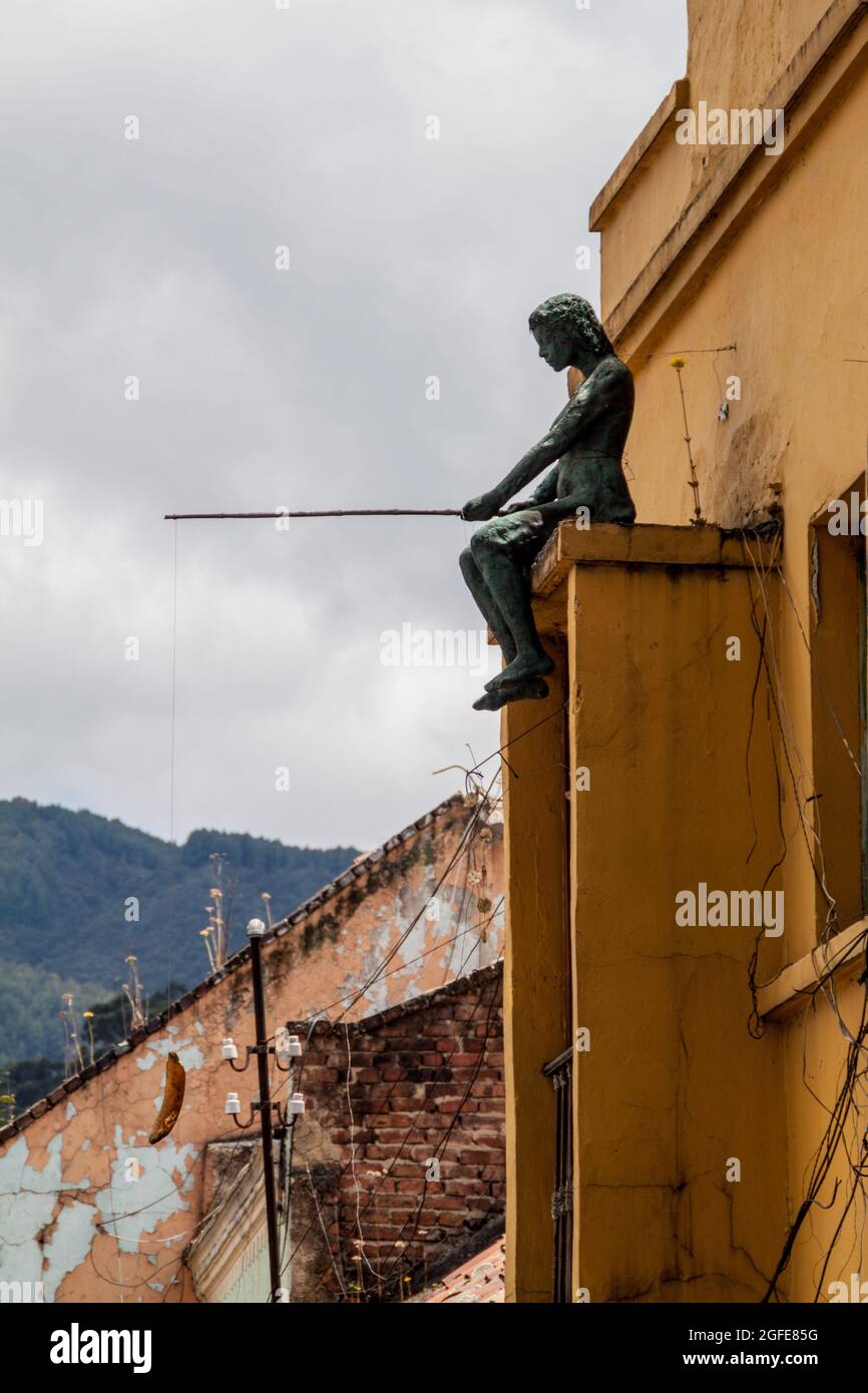 BOGOTA, COLOMBIA - SEPTEMBER 24, 2015: Statue of a fishing woman in the ...