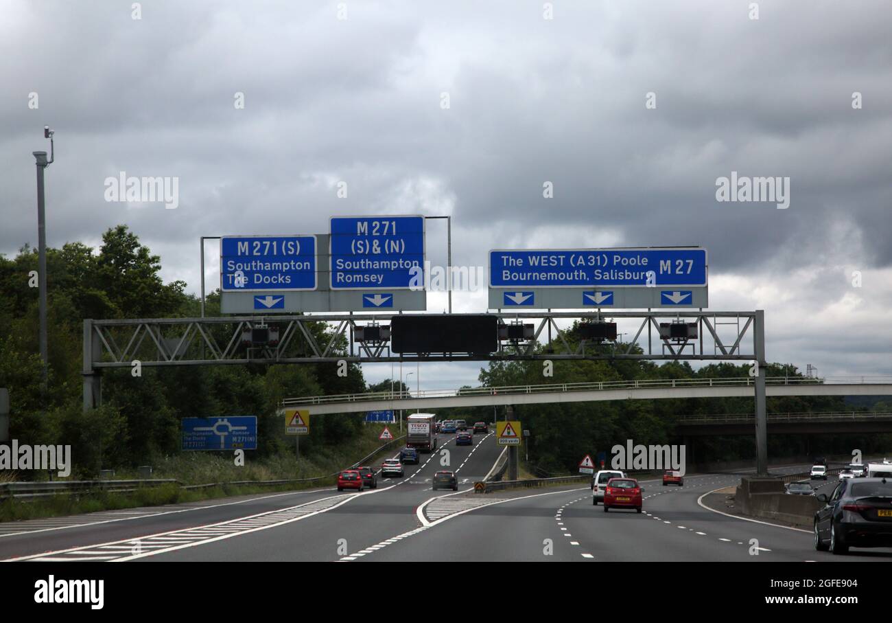Hampshire England Traffic on the Motorway Junction on the M27 to ...