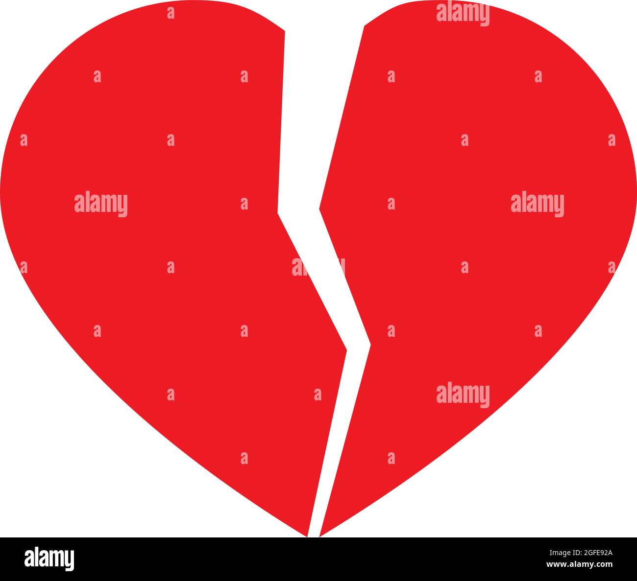 Red broken heart icon. Relationship problem, heartbreak symbol Stock ...