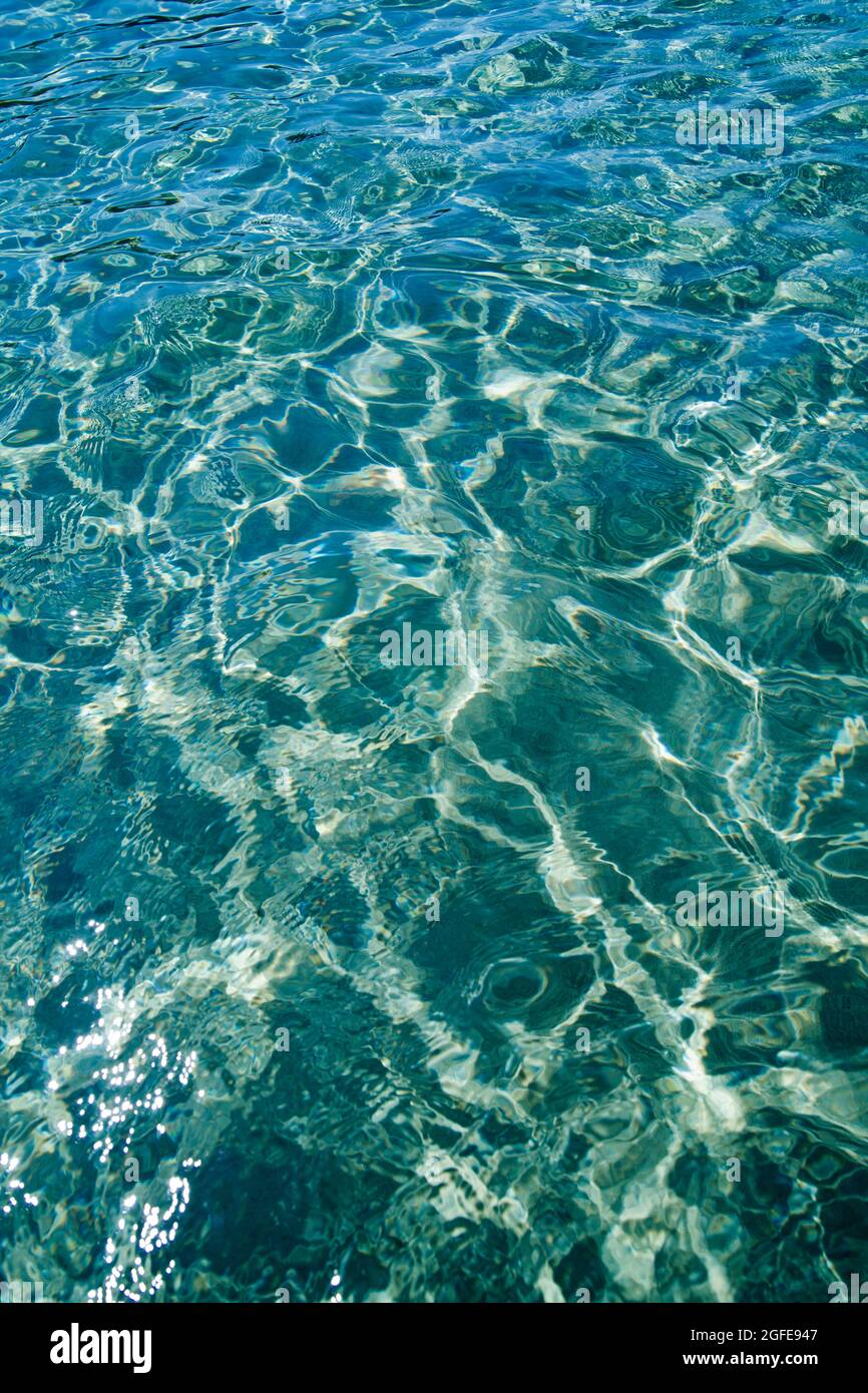 Reflection and background created by the movement of 'sea water Stock ...
