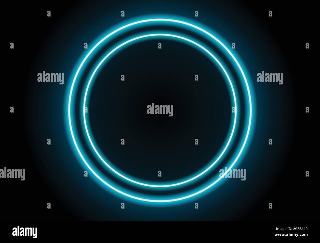 Bright neon ring light. Blue neon circle vector illustration on dark ...