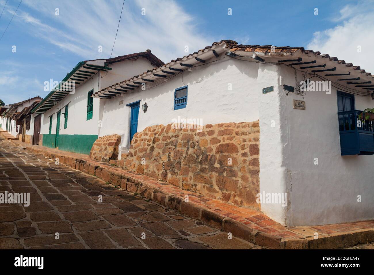 Old colonial houses in Barichara village, Colombia Stock Photo - Alamy