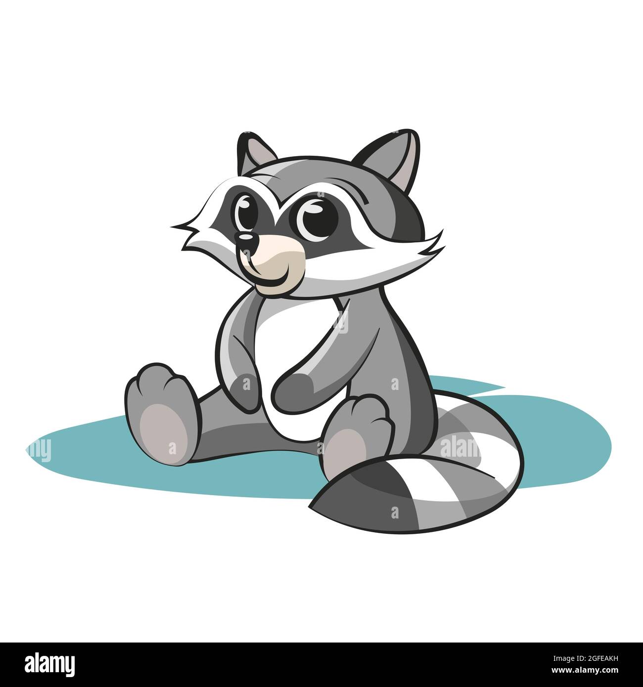 Cute Raccoon with Outline Vector Illustration on White background Stock ...