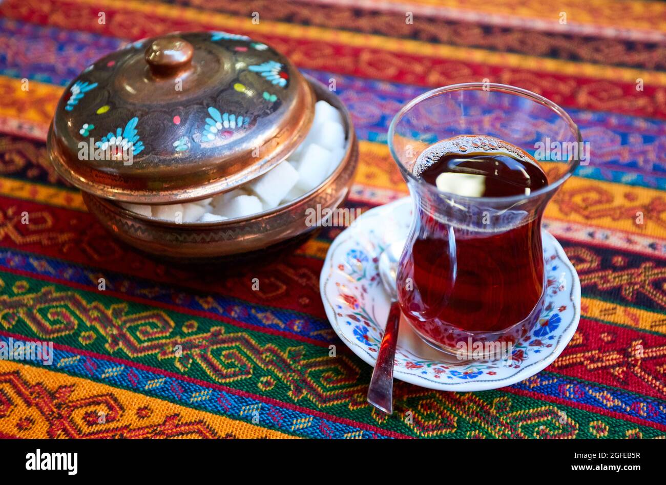 Black Turkish tea in traditional glass Stock Photo - Alamy