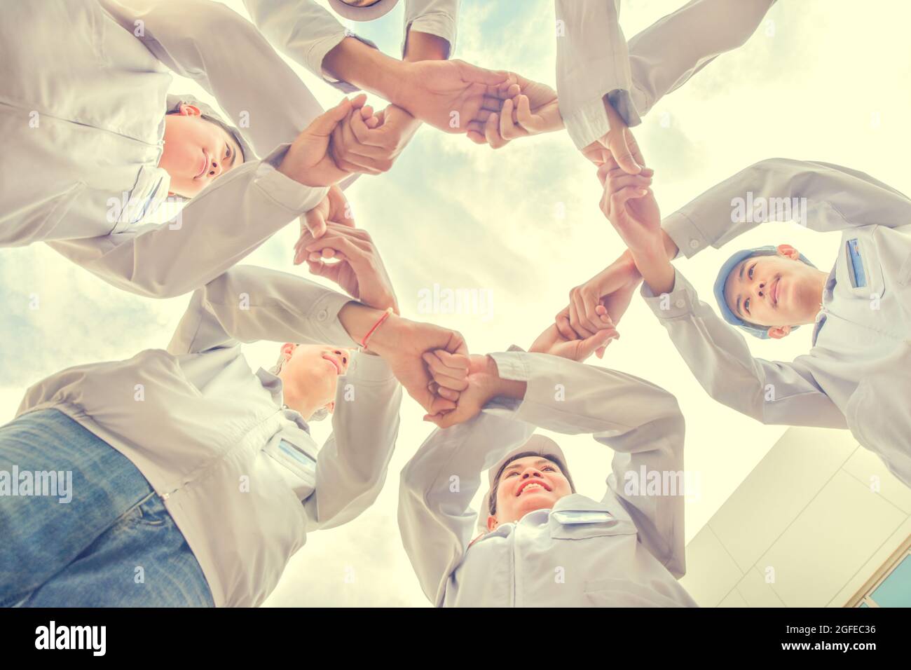 Group people teamwork union hand community Stock Photo - Alamy