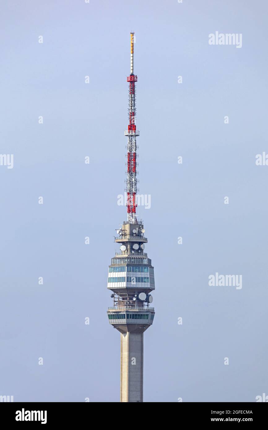 Tall Antenna Mast at TV Tower Avala Serbia Stock Photo - Alamy
