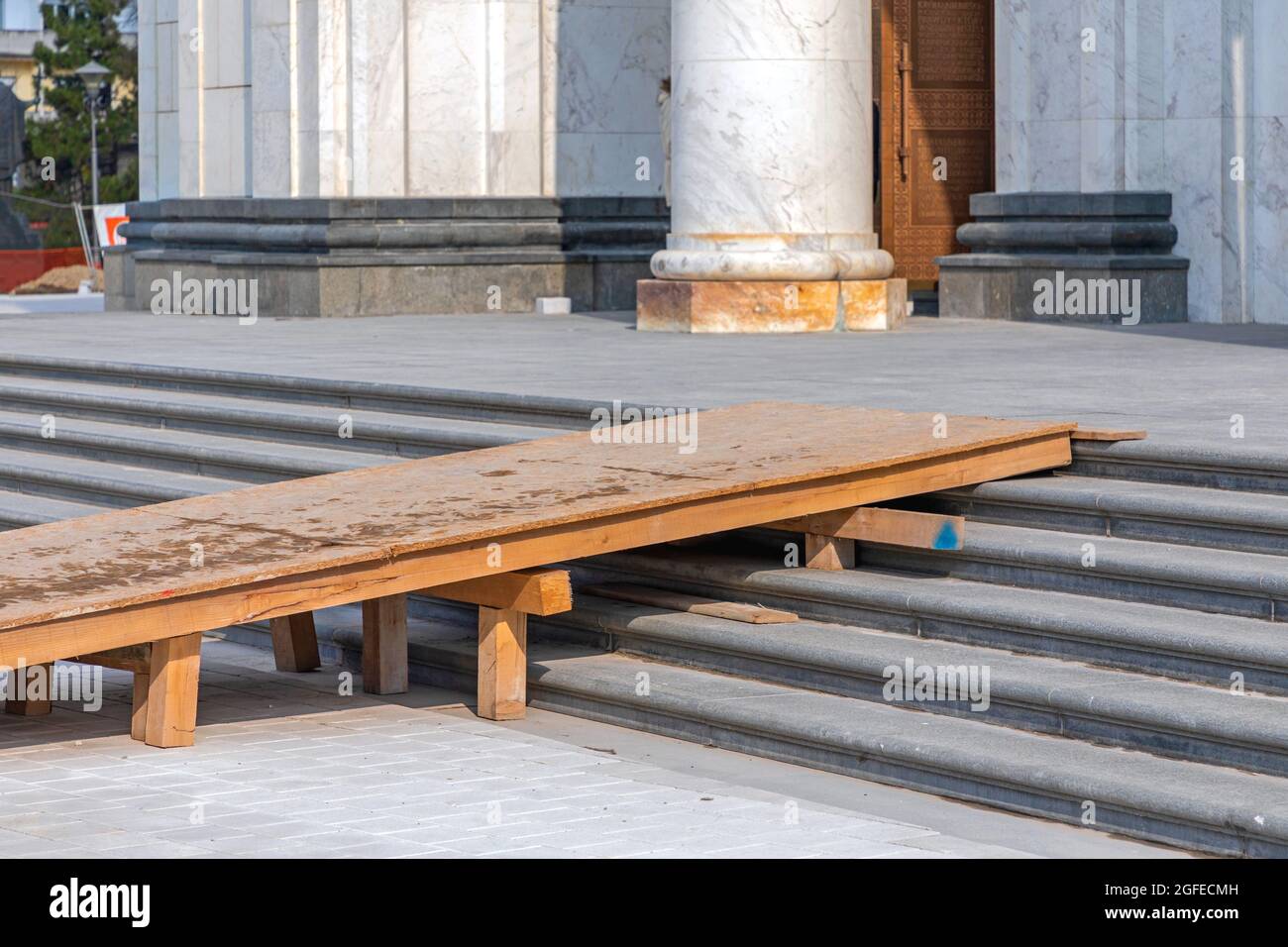 Wooden Ramp at Stairs Church Construction Site Access Stock Photo - Alamy