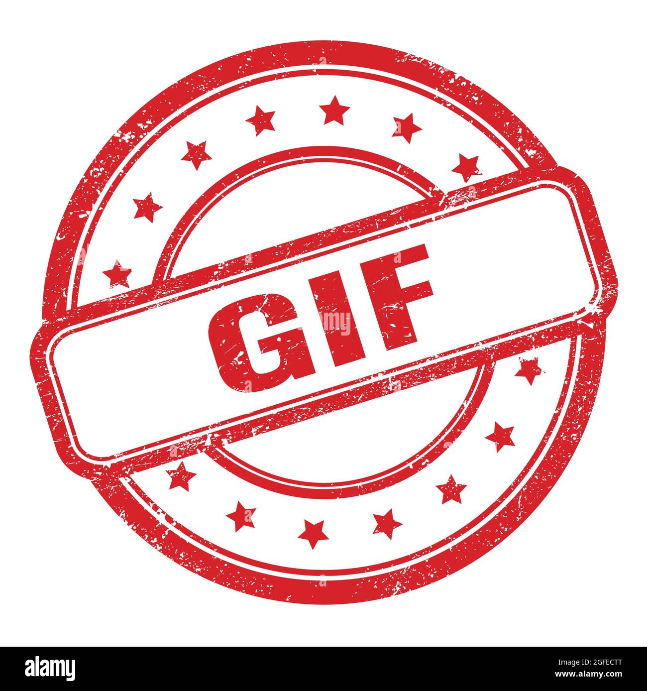 GIF text on red grungy vintage round rubber stamp Stock Photo - Alamy