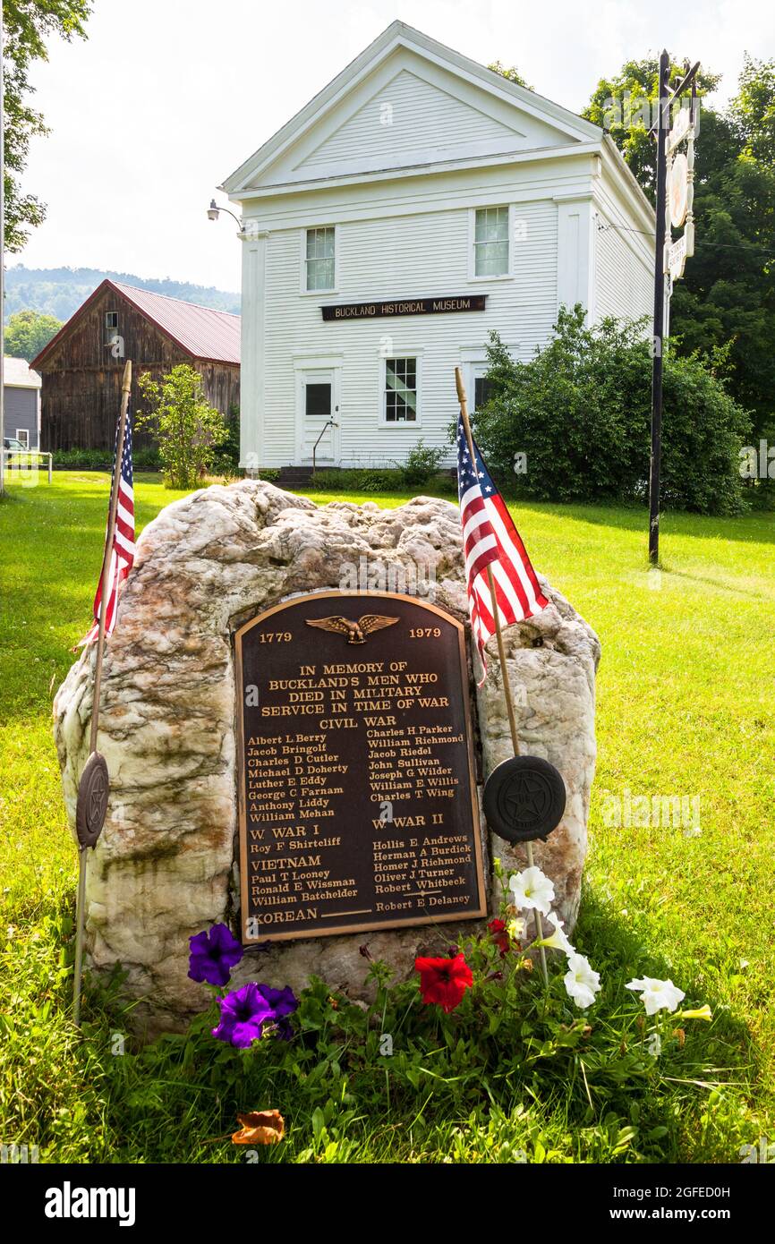 A memorial on the Town Common in Buckland, Massachusetts Stock Photo ...