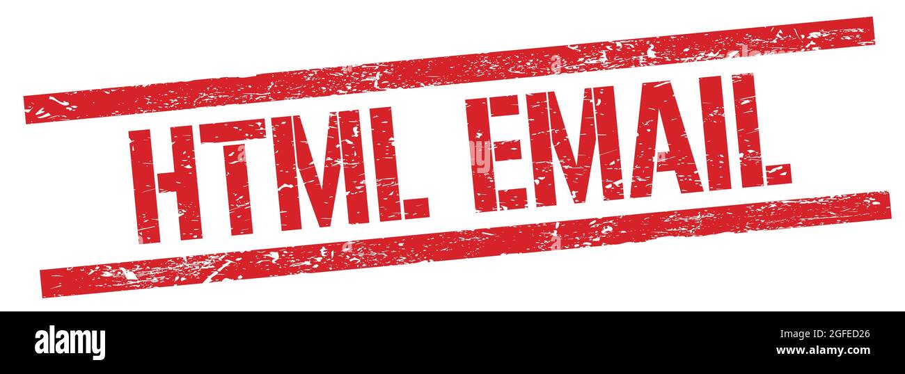 HTML EMAIL text on red grungy rectangle stamp sign Stock Photo - Alamy
