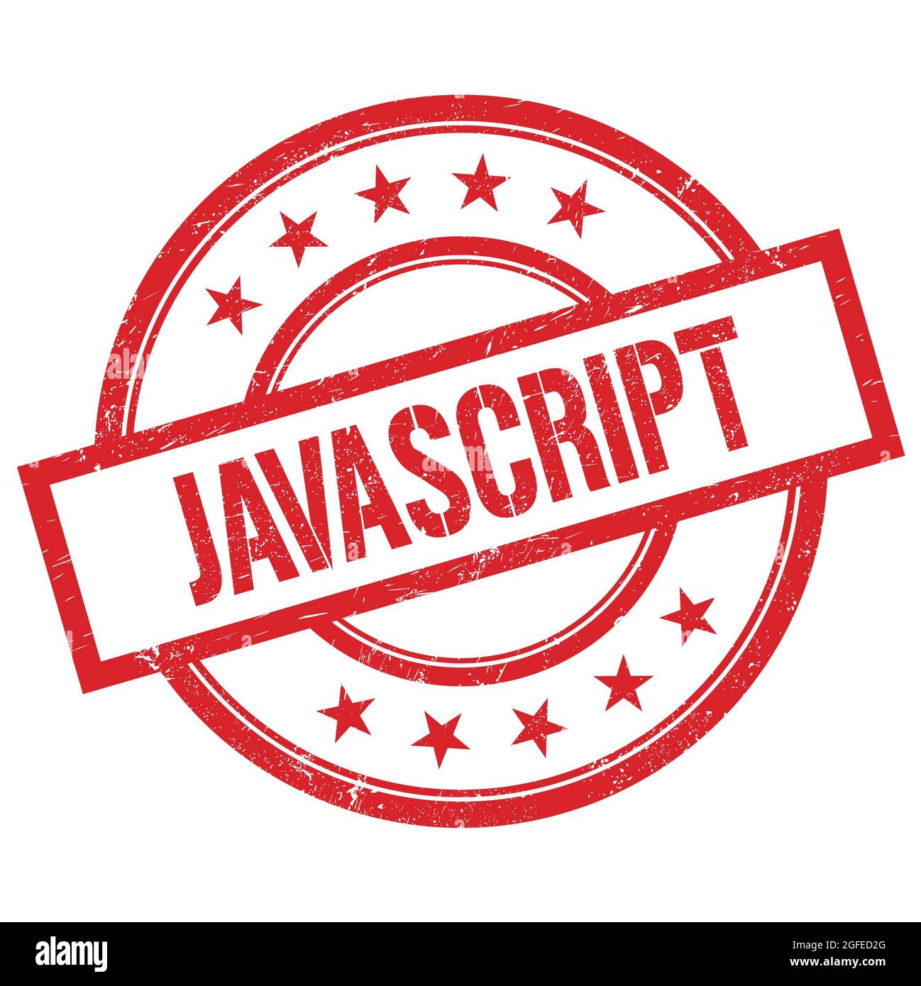 JAVASCRIPT text written on red round vintage rubber stamp Stock Photo ...