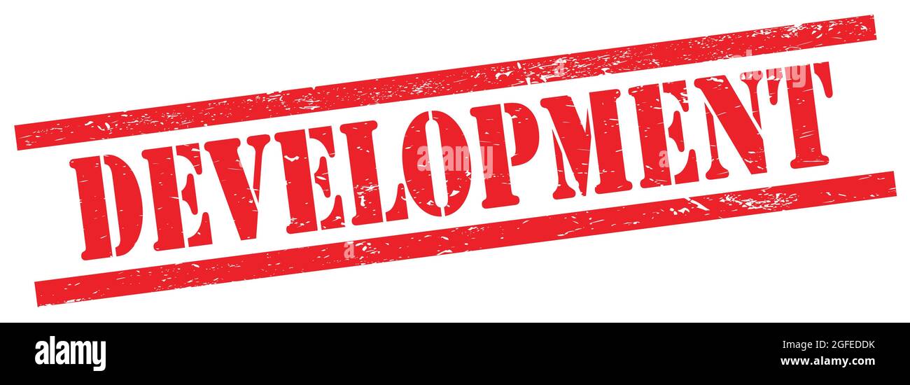 DEVELOPMENT text on red grungy rectangle vintage stamp Stock Photo - Alamy