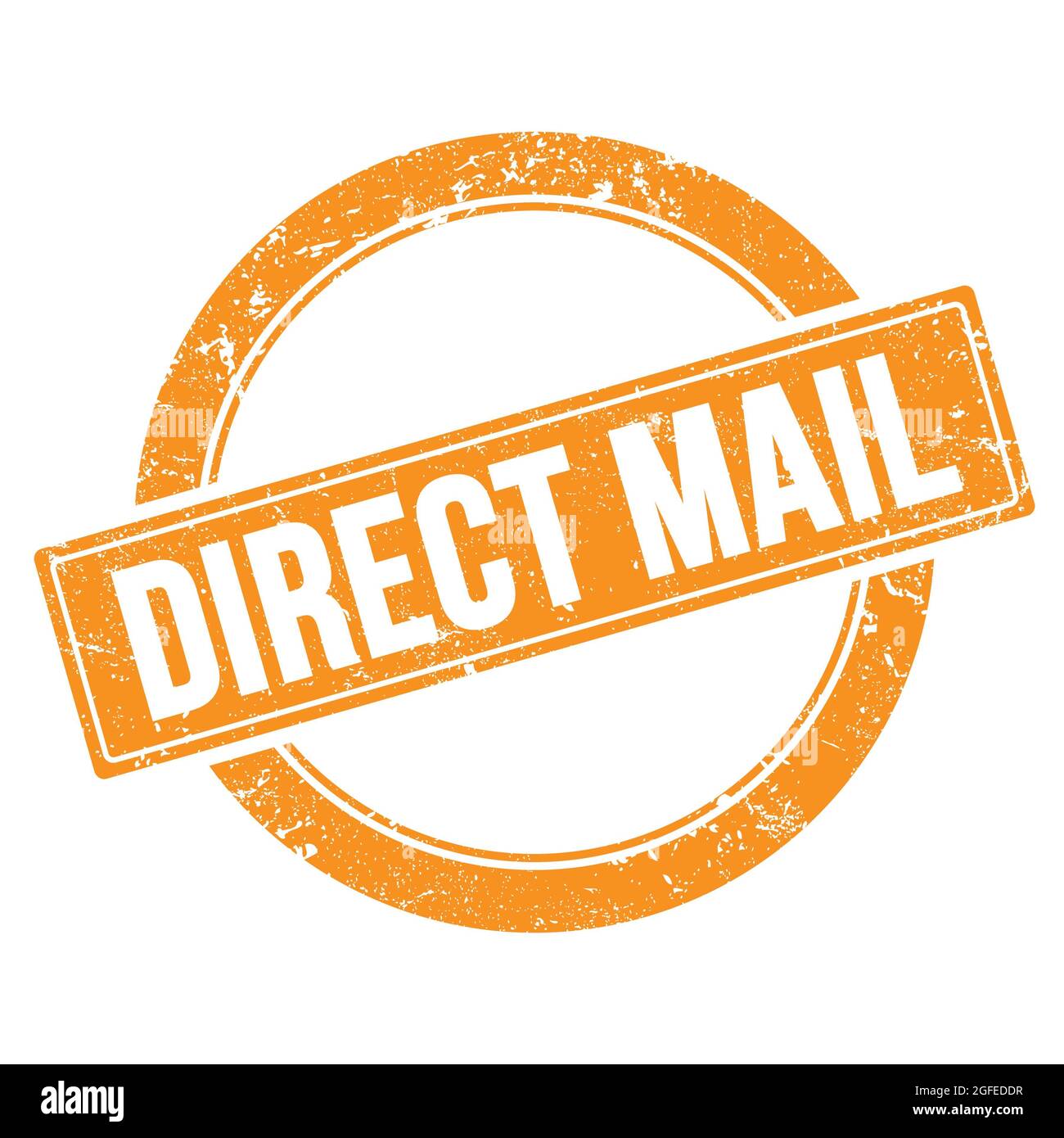 DIRECT MAIL text on orange grungy round vintage stamp Stock Photo - Alamy