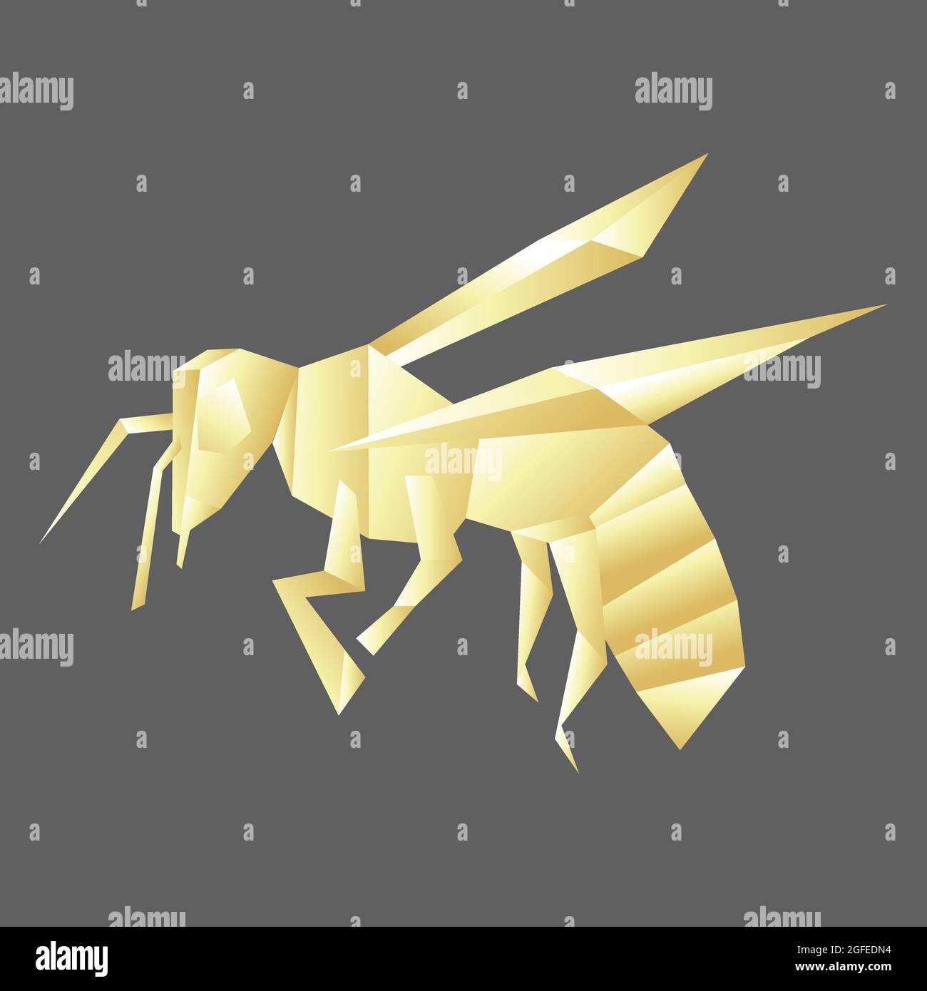 Bee insect polygonal illustration on white background. Geometric linear ...