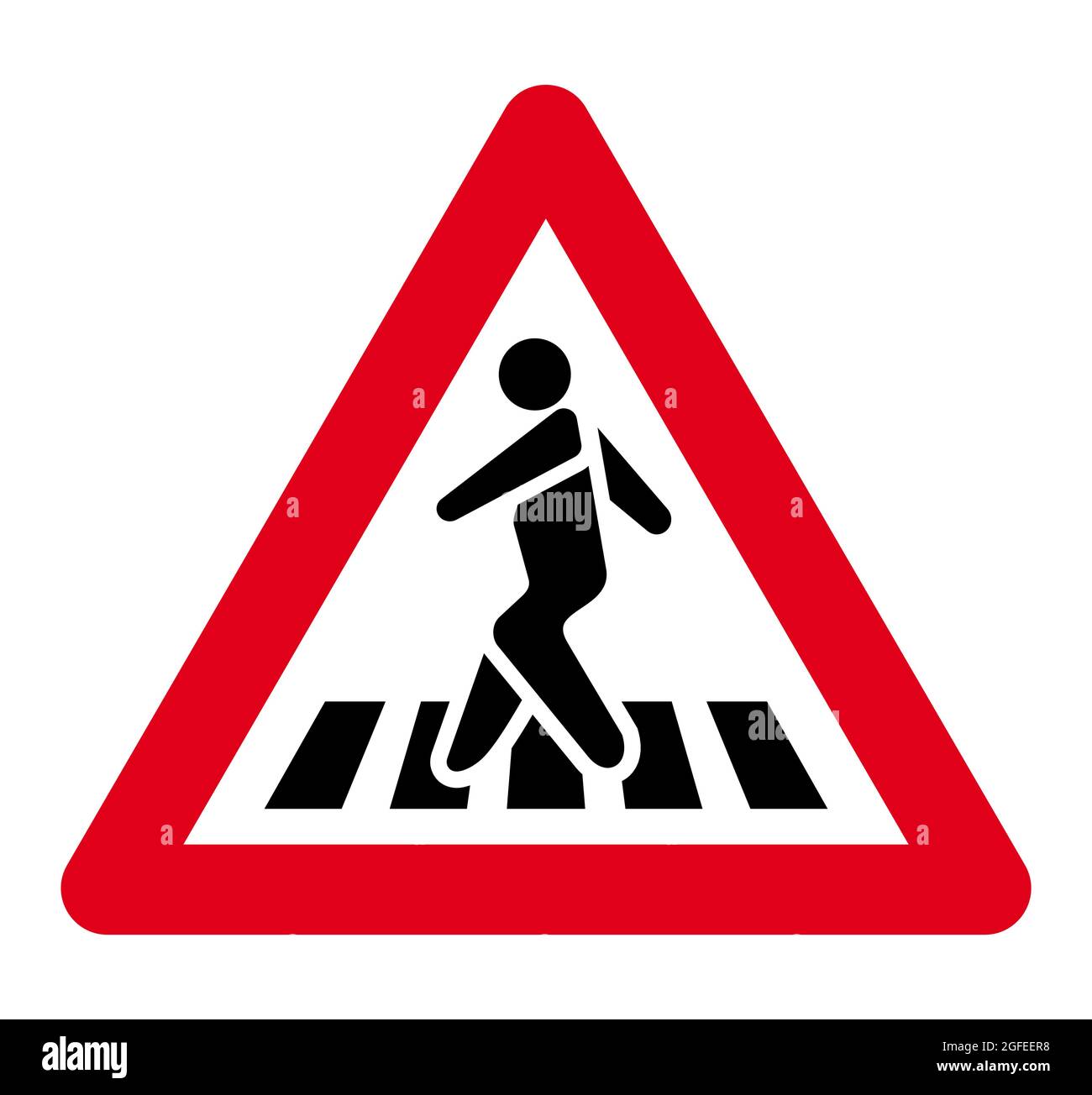 Pedestrian Crossing Warning Road Sign. Vector Illustration. Isolate on ...