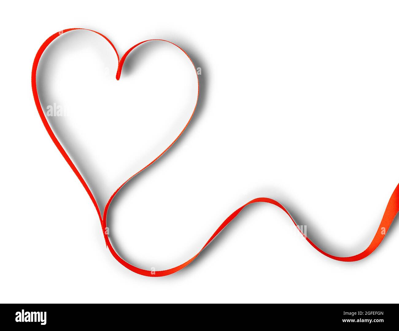 Red ribbon in shape of heart isolated on white Stock Photo - Alamy