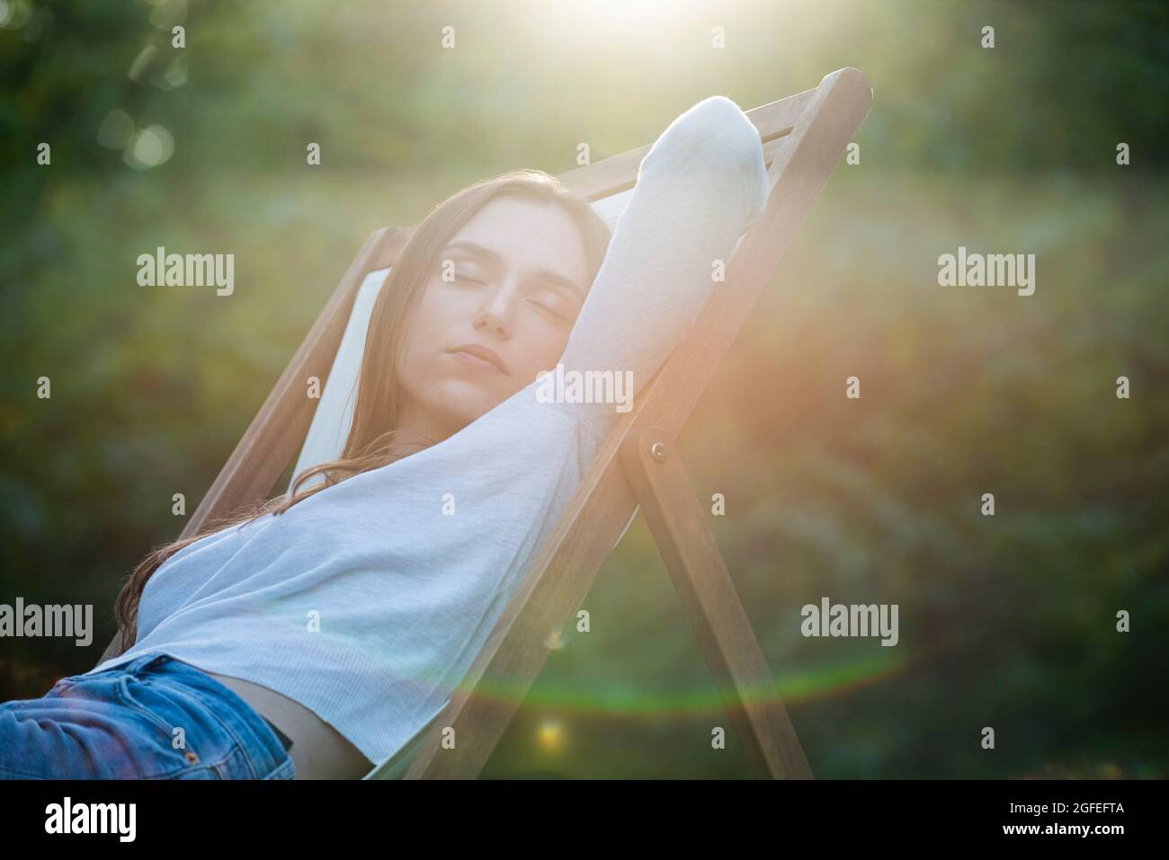 Young beautiful woman sleeps in hi-res stock photography and images - Alamy