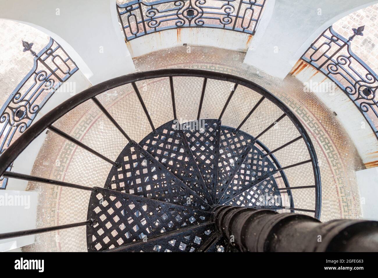 Iron stairs in the tower of Casa de la Cultura Benjamin Duarte in ...