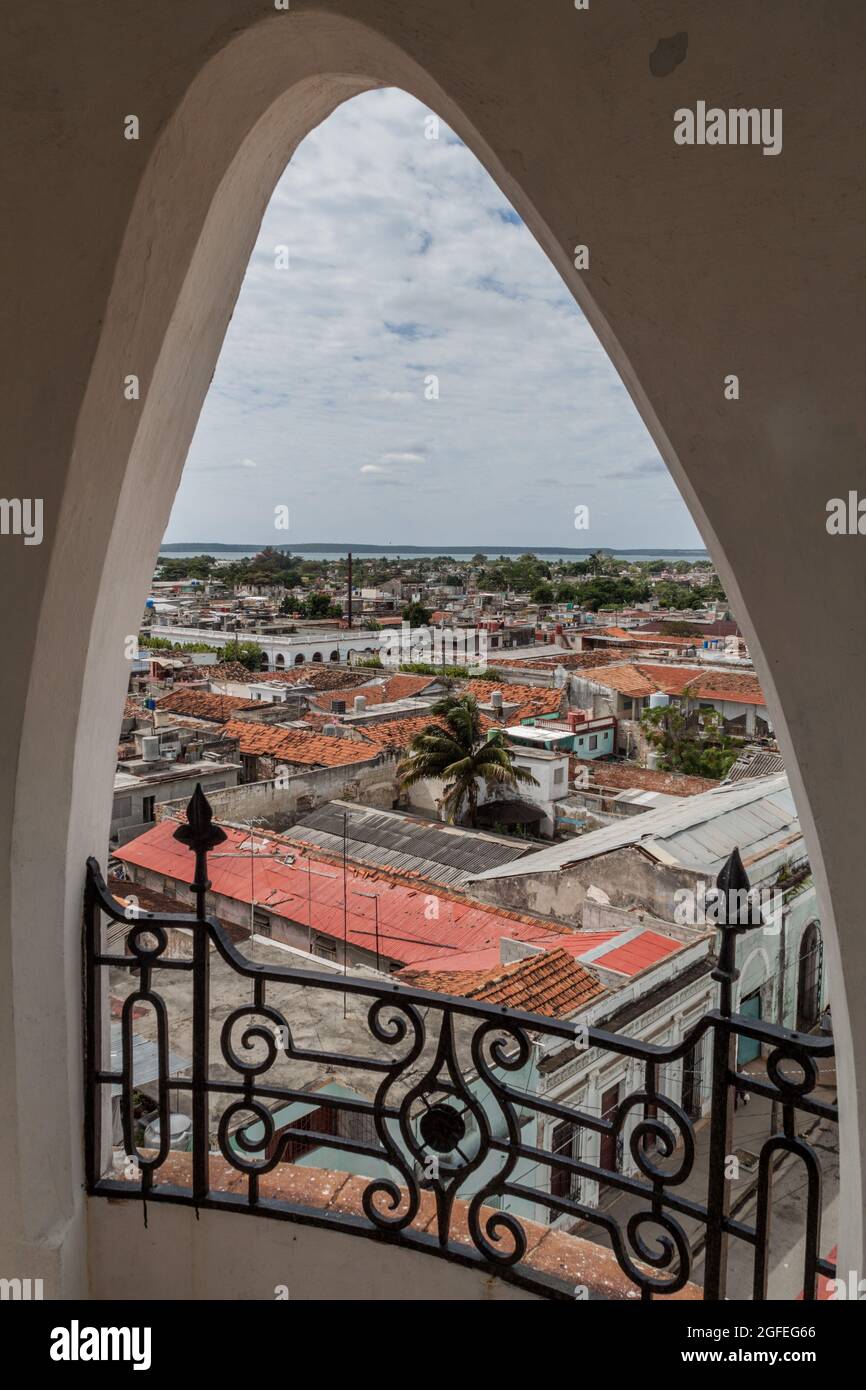 Aerial view of Cienfuegos, Cuba. View from the tower of Casa de la ...