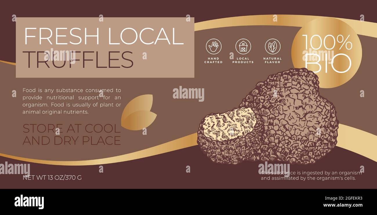 Fresh Local Mushrooms Label Template. Abstract Vector Packaging ...