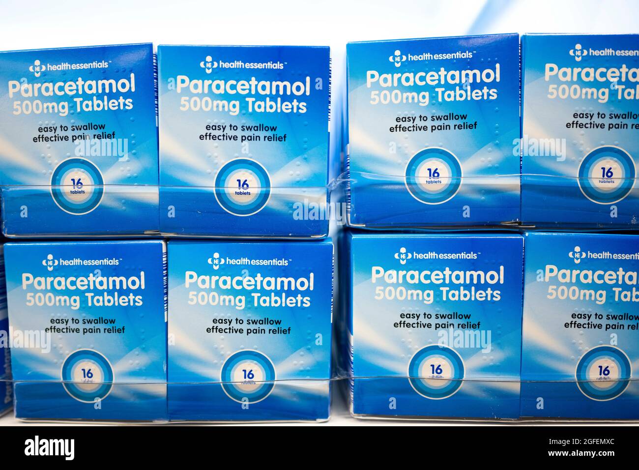 Boxes of paracetamol tablets on sale in a supermarket in the UK Stock ...