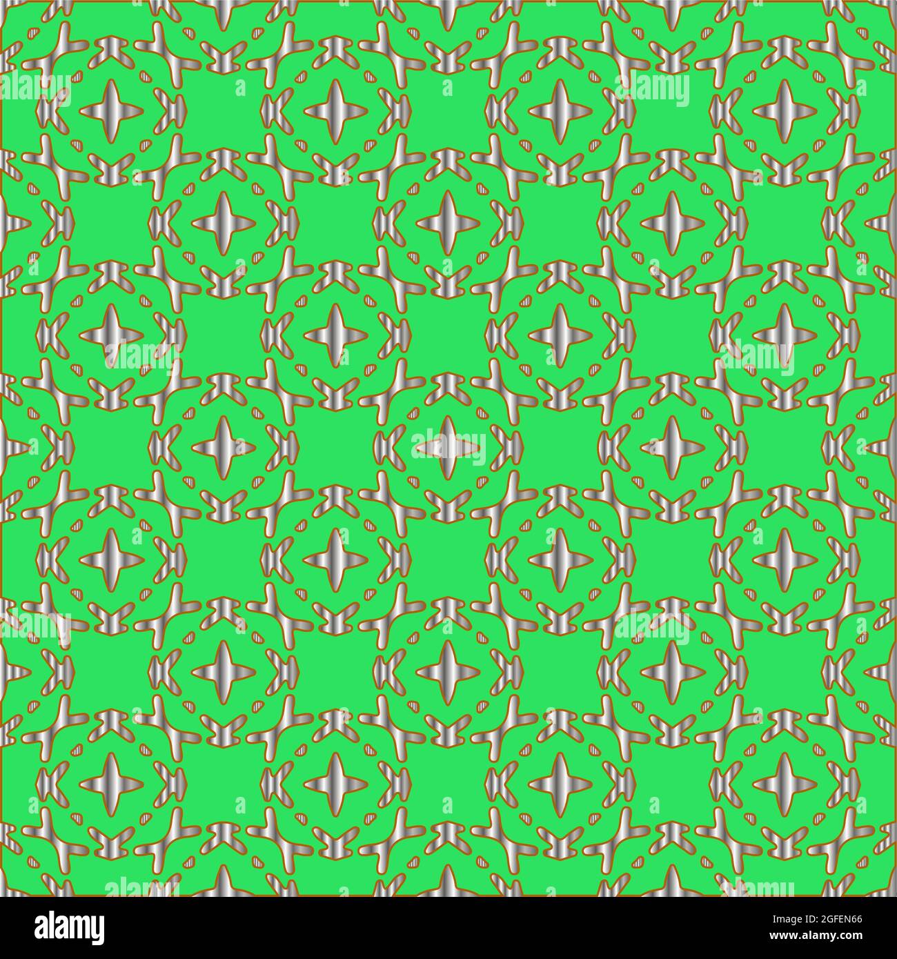 metal pattern on a green background. pattern for fabric, wallpaper ...