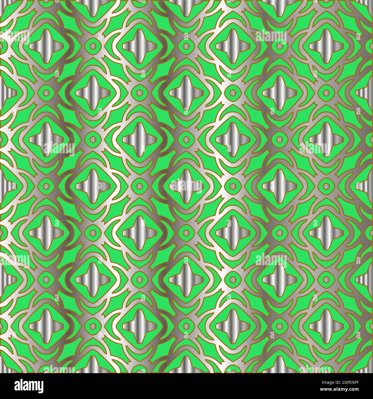 metal pattern on a green background. pattern for fabric, wallpaper ...