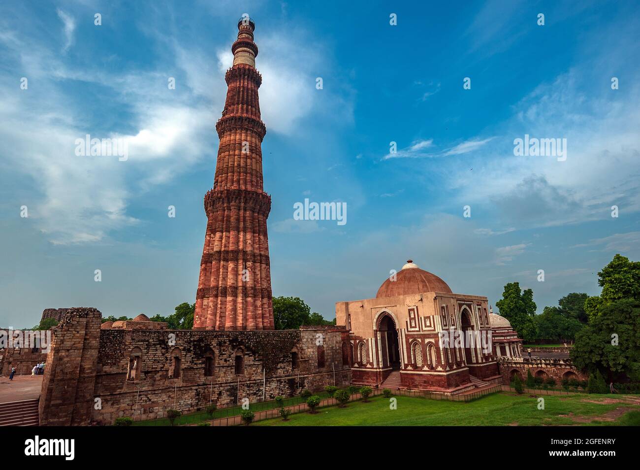 Qutub Minar monument in New Delhi, India. Qutub Minar is the tallest ...
