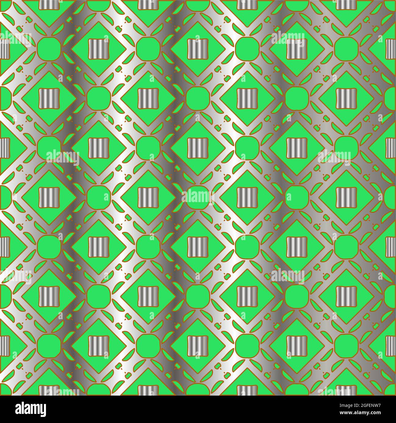 metal pattern on a green background. pattern for fabric, wallpaper ...