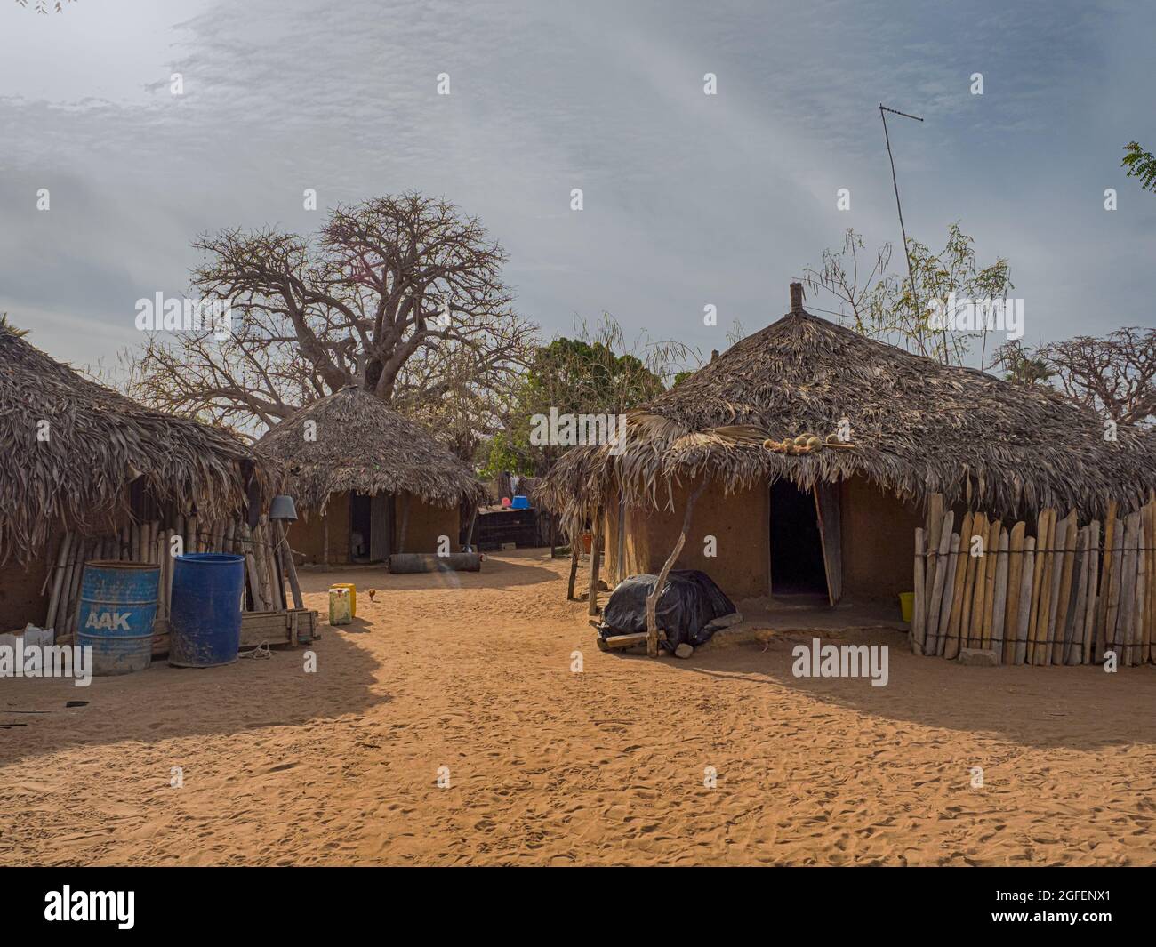 Senegal, Africa - January 2019: Traditional African small village with ...