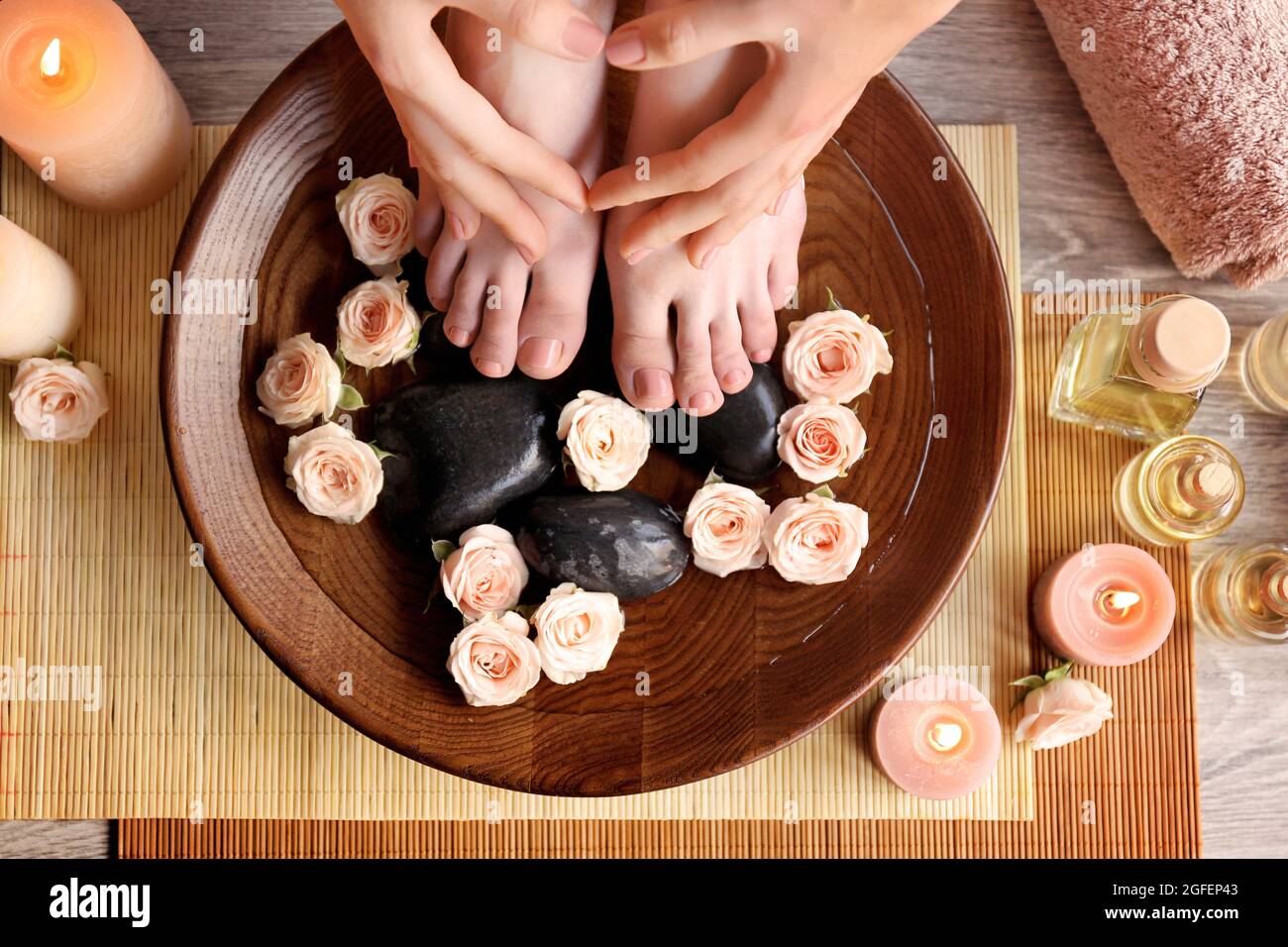 Female feet treatment. Spa concept Stock Photo - Alamy