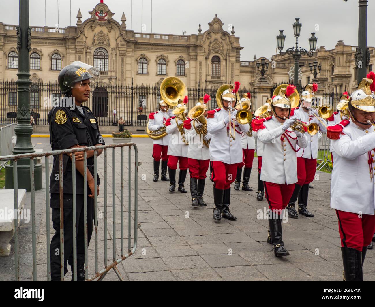 Lima, Peru - December 12, 2019: Guards of the Presidential Palace are ...