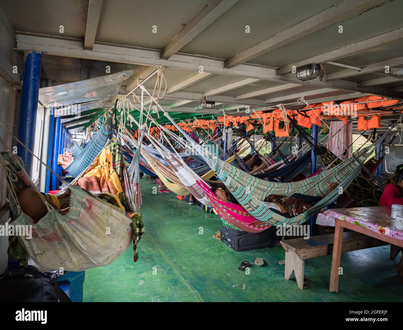 Amazon River, Peru - March 25, 2018: Beautiful, colorful hammocks on ...