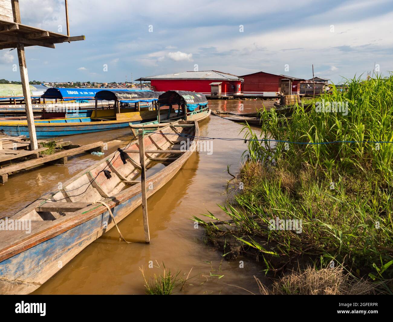 Santa Rosa Peru - Nov 2019: Typical wooden cottage on the floating ...