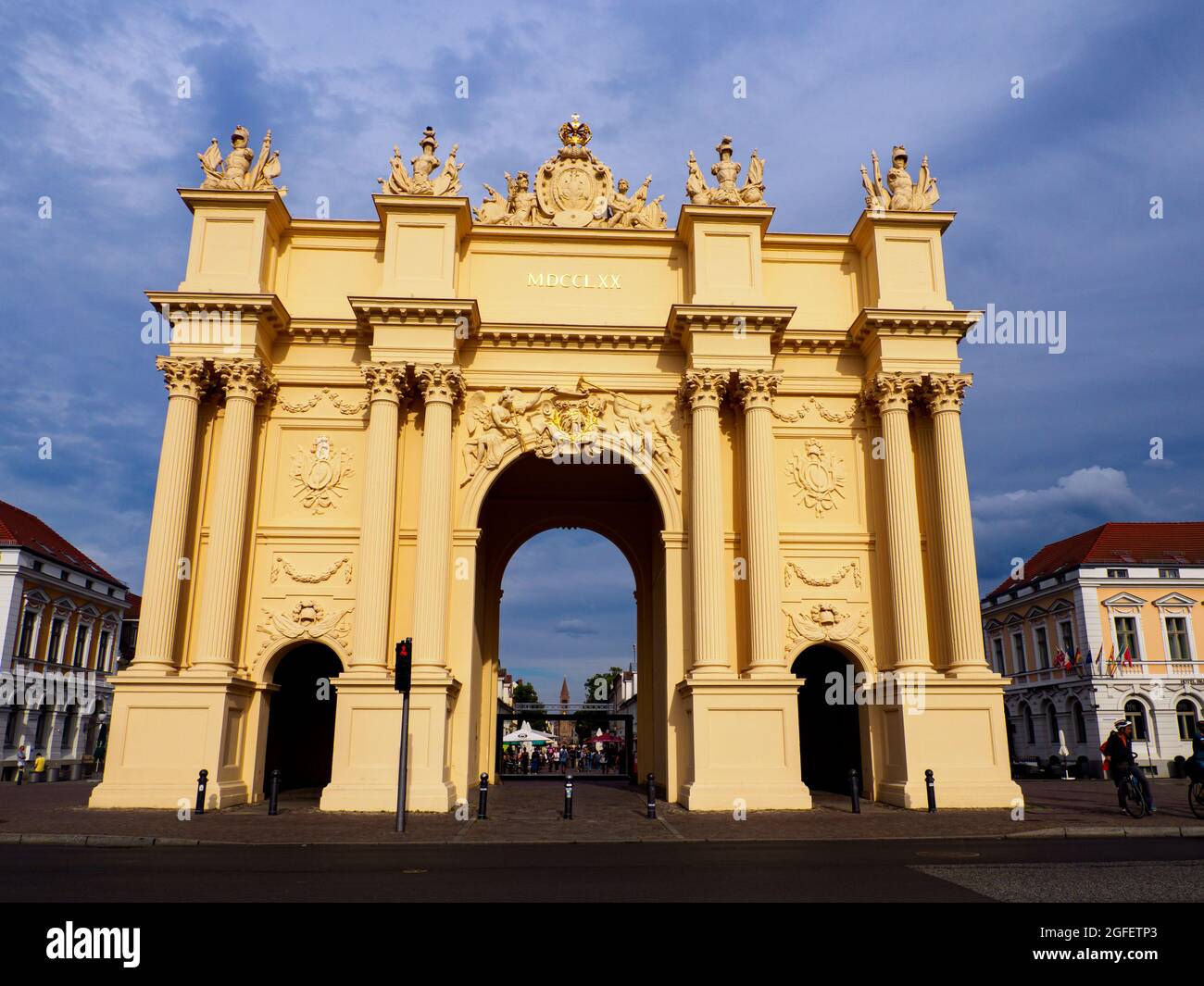 Potsdam, Poczdam, Germany - Aug 2020: Brandenburg Gate from the field ...