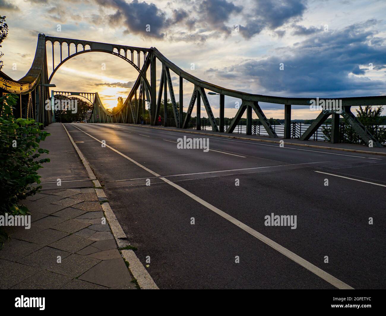 Silhouette of Glienicke Bridge on the Havel River known also as 'Bridge ...