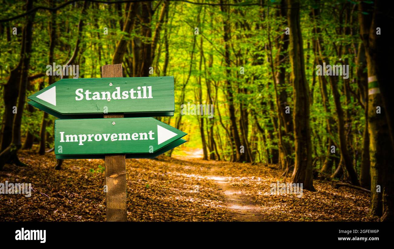 Street Sign the Direction Way to Improvement versus Standstill Stock ...